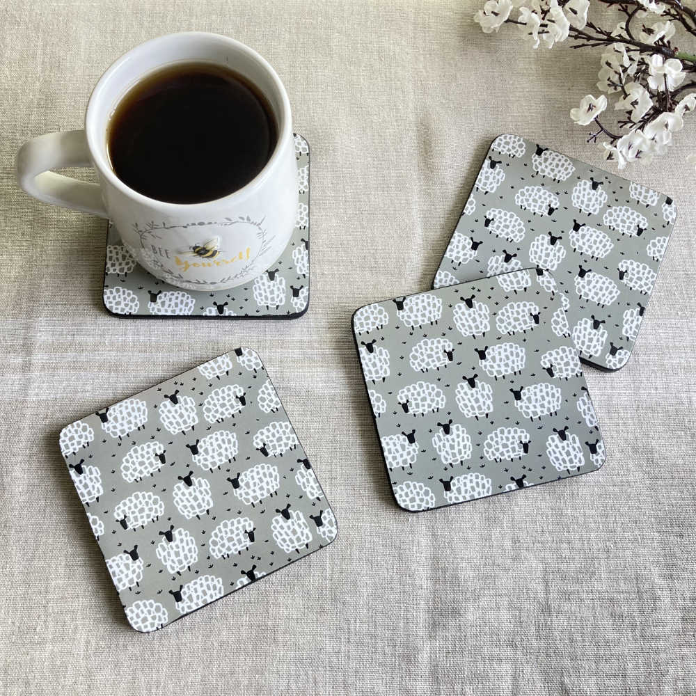 Grey Sheep Coasters Set/4 – Evelyn and Owl