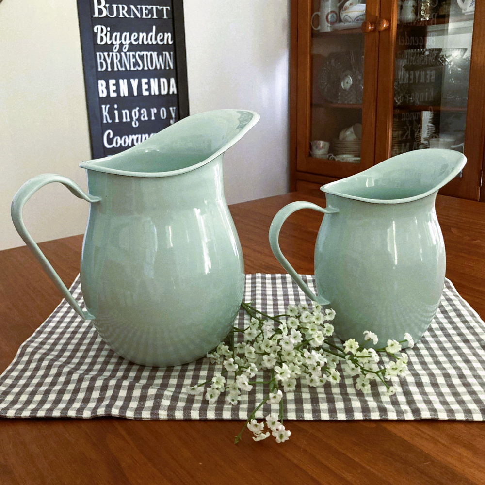 Enamel Water Pitcher - duck egg blue – Evelyn and Owl