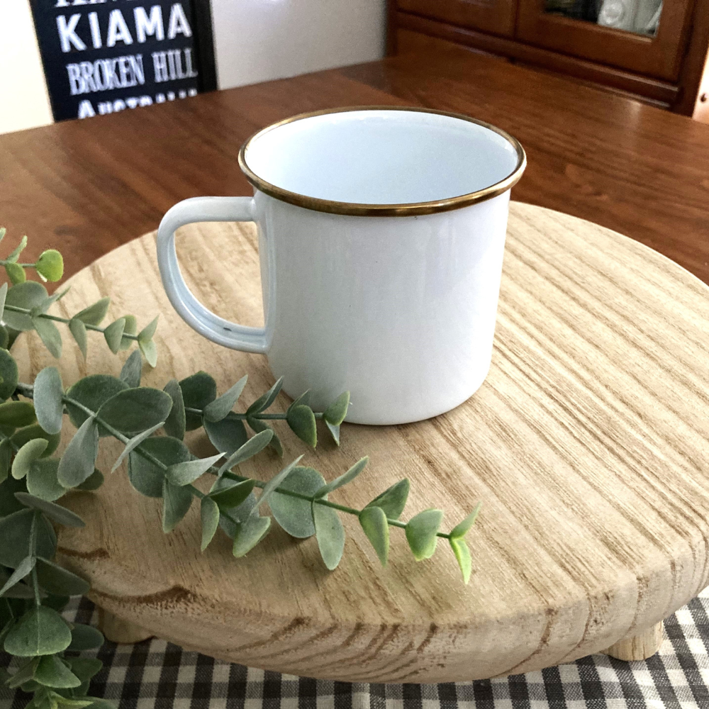 White Enamel Mug - copper rim – Evelyn and Owl